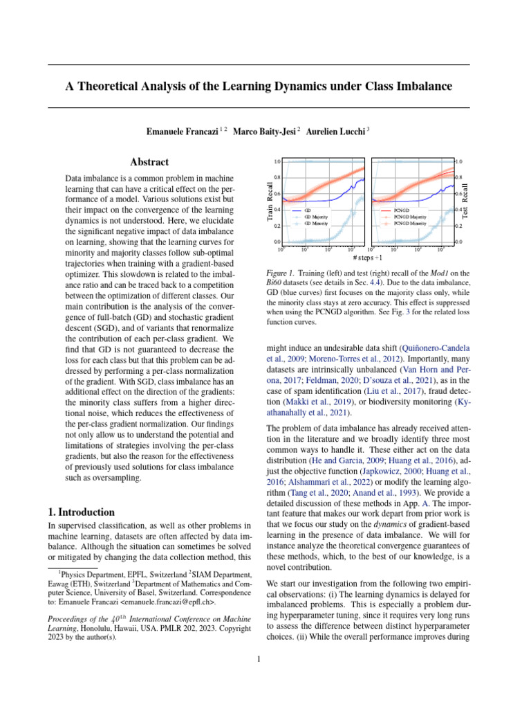 A Theoretical Analysis of The Learning Dynamics Under Class Imbalance | PDF | Mathematical ...