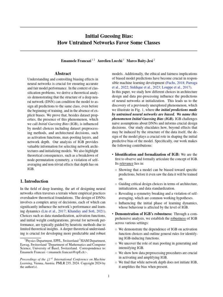 Initial Guessing Bias: How Untrained Networks Favor Some Classes | PDF ...