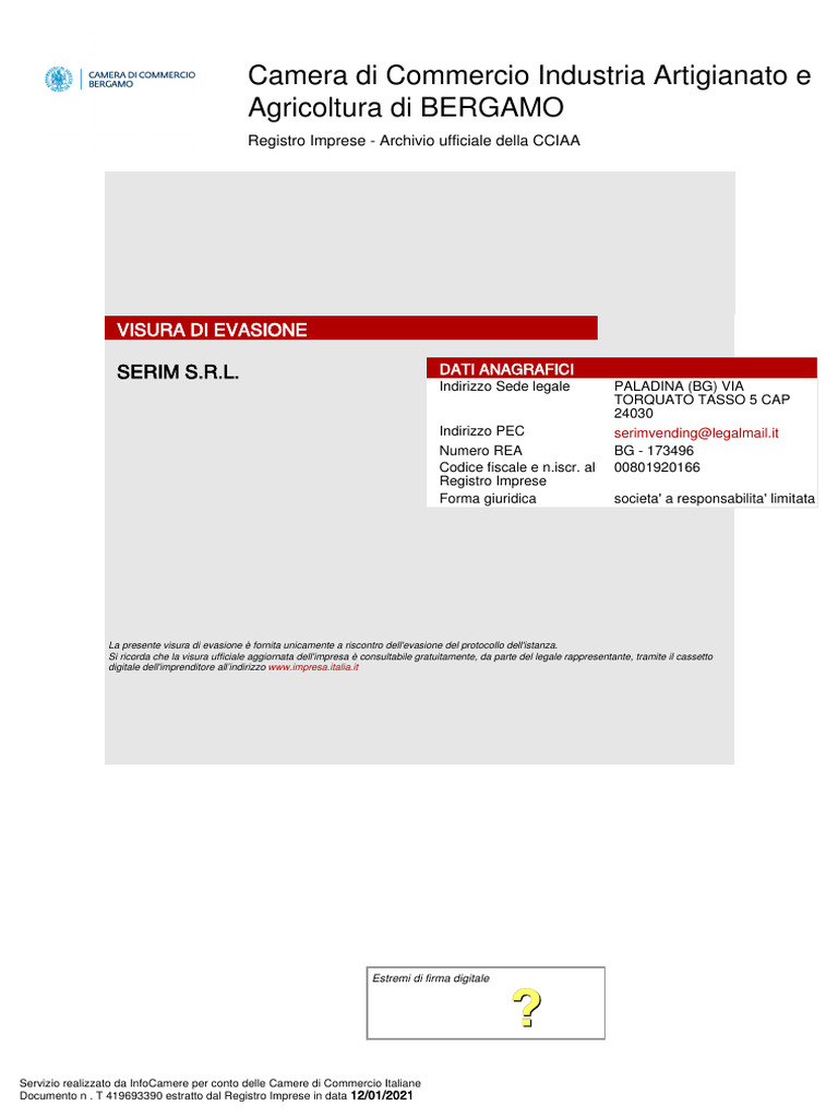 SERIM - Visura 12012021 | PDF