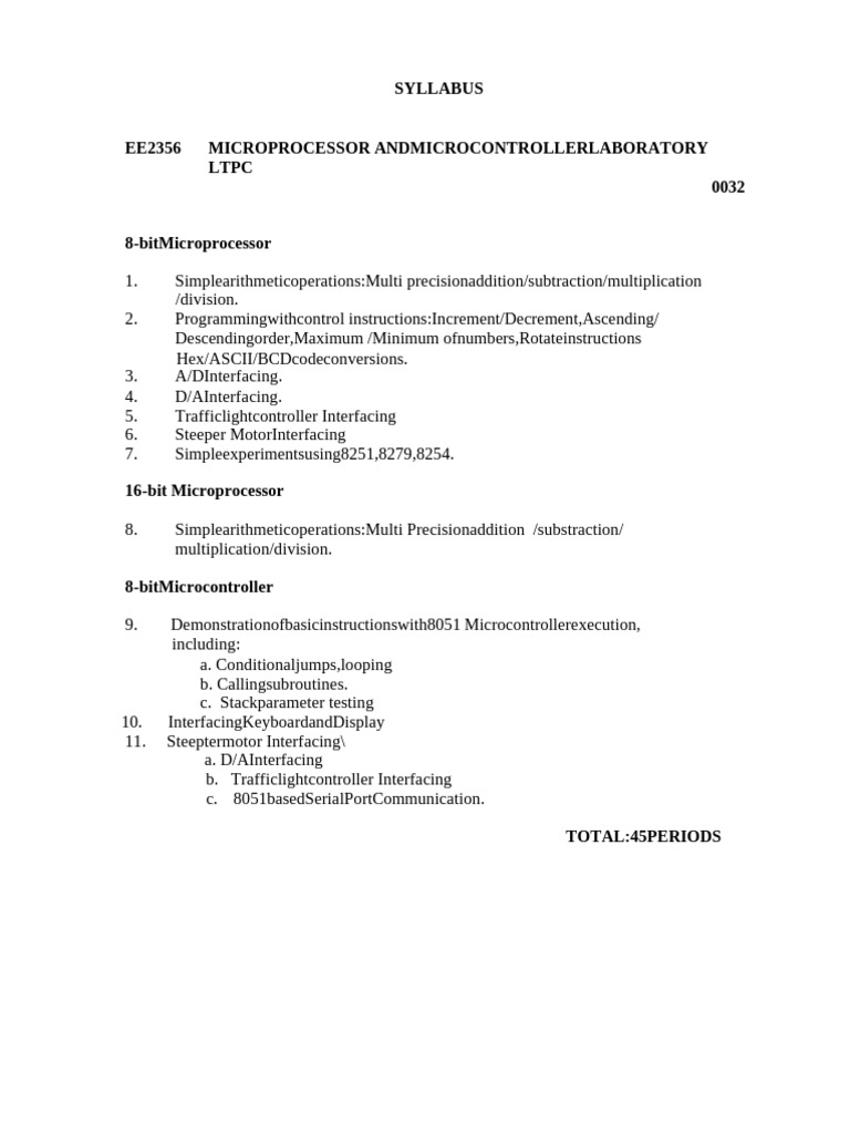 Eee - MP MC Lab Manual | PDF | Assembly Language | Classes Of Computers
