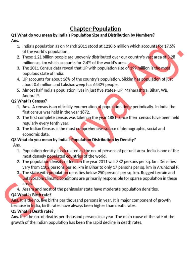 Population Class 9 Notes | PDF