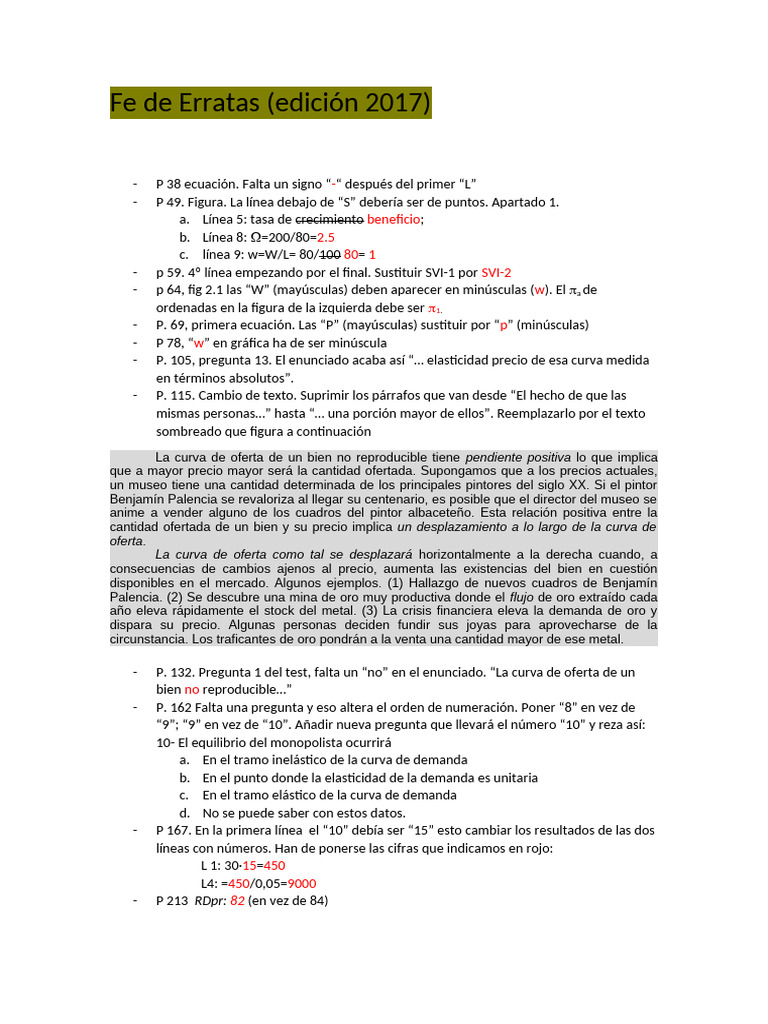 Fe de Erratas Libro 2017 | PDF