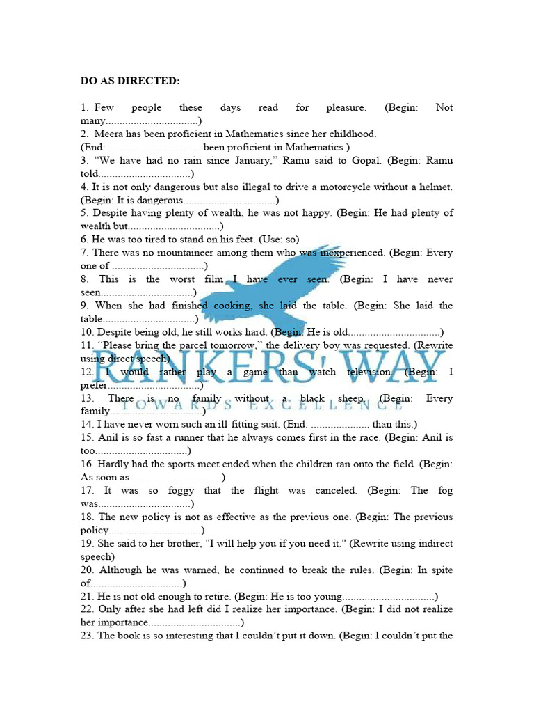 Do As Directed New 6 | PDF