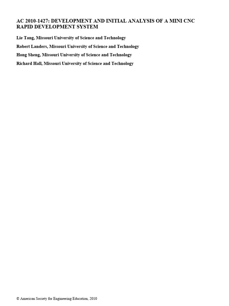 Development and Initial Analysis of A Mini CNC Rapid Development System ...