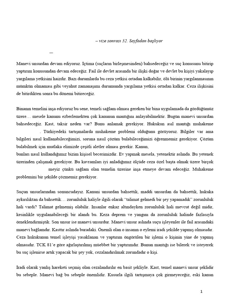 CEZA GENEL II Ders Notu + Pratikler | PDF