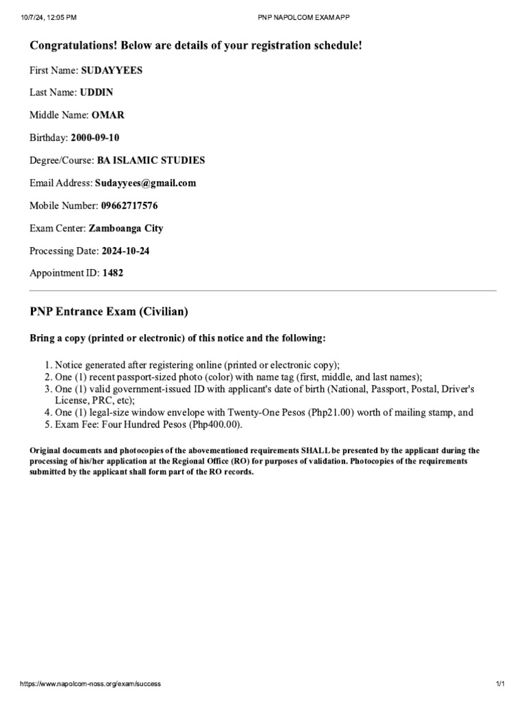 PNP Napolcom Exam App2 | PDF