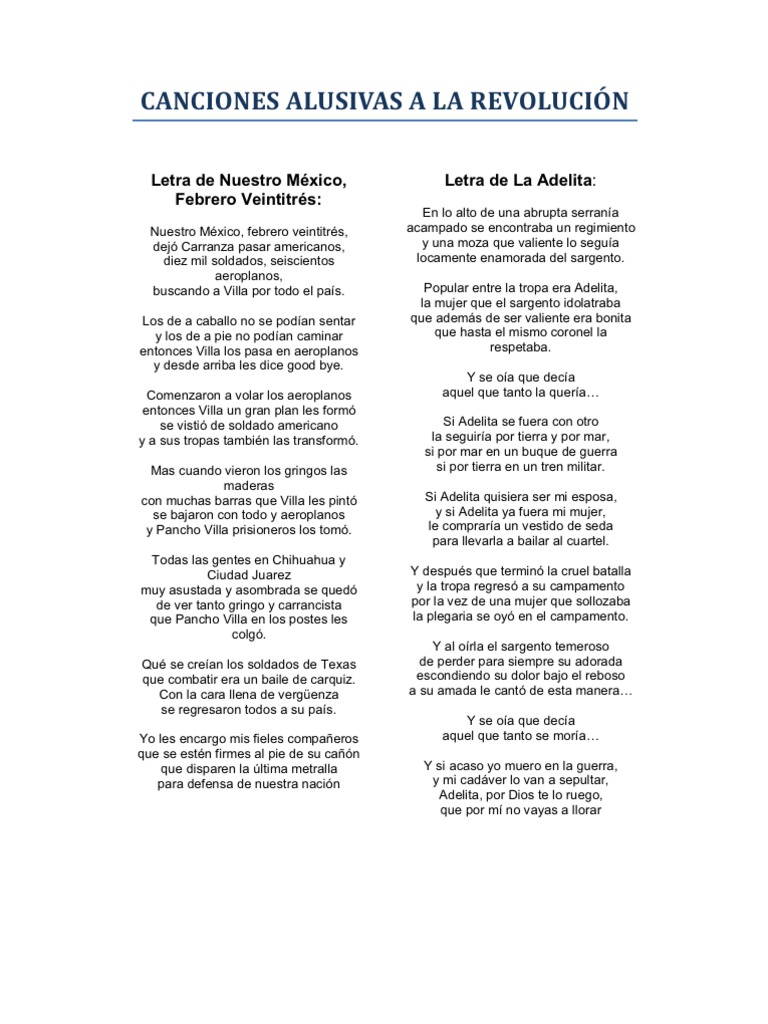 Canciones Alusivas A La Revolución | PDF | Derechos | Derechos civiles ...