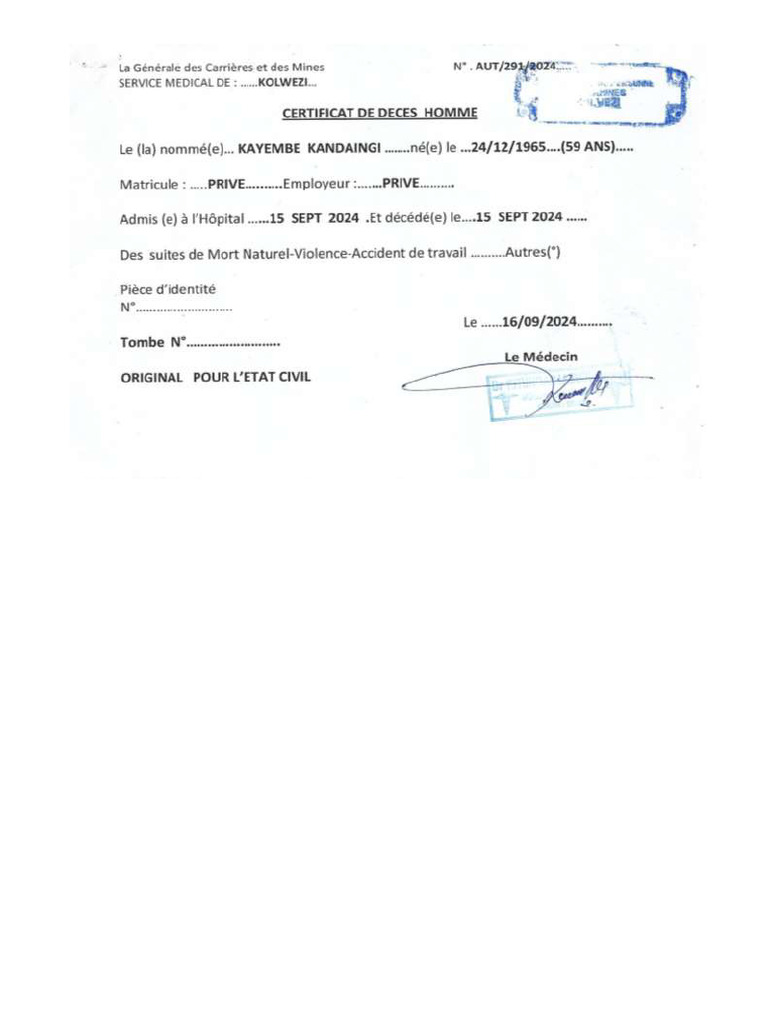 Certificat de Deces | PDF