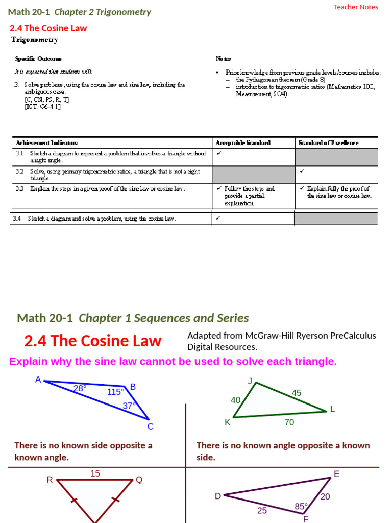 2.4 Cosine Law | PDF