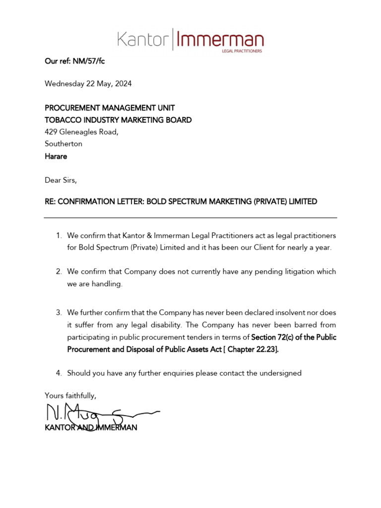 Bold Spectrum Confirmation Letter | PDF