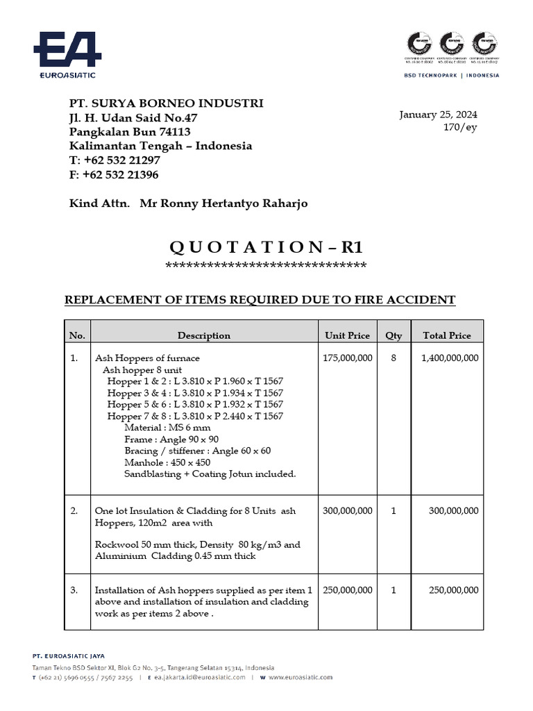 SBI - Quotation Fire Replacement Parts | PDF