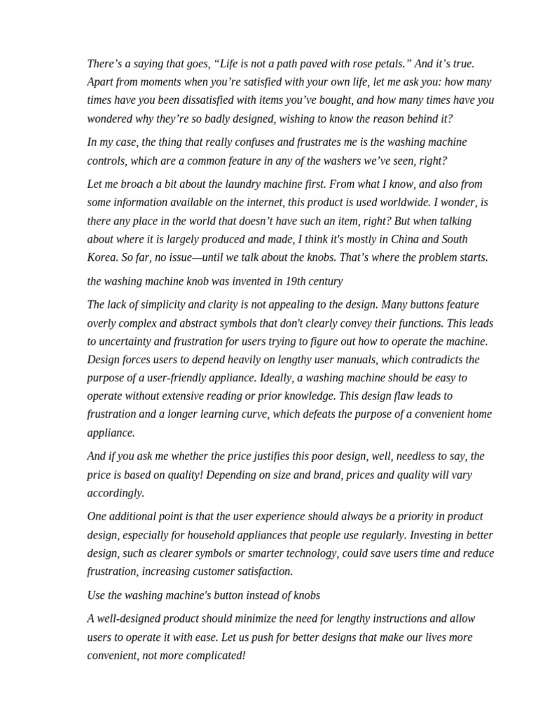 English Essay Badly Designed Product | PDF