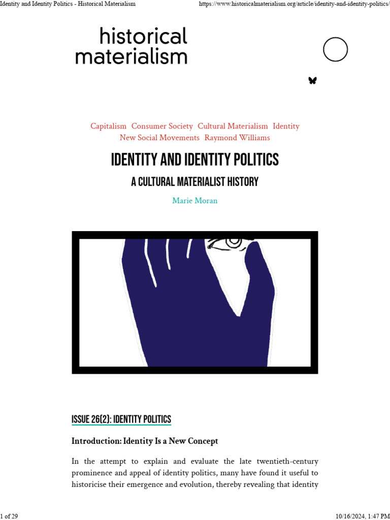 Identity and Identity Politics - Historical Materialism | PDF
