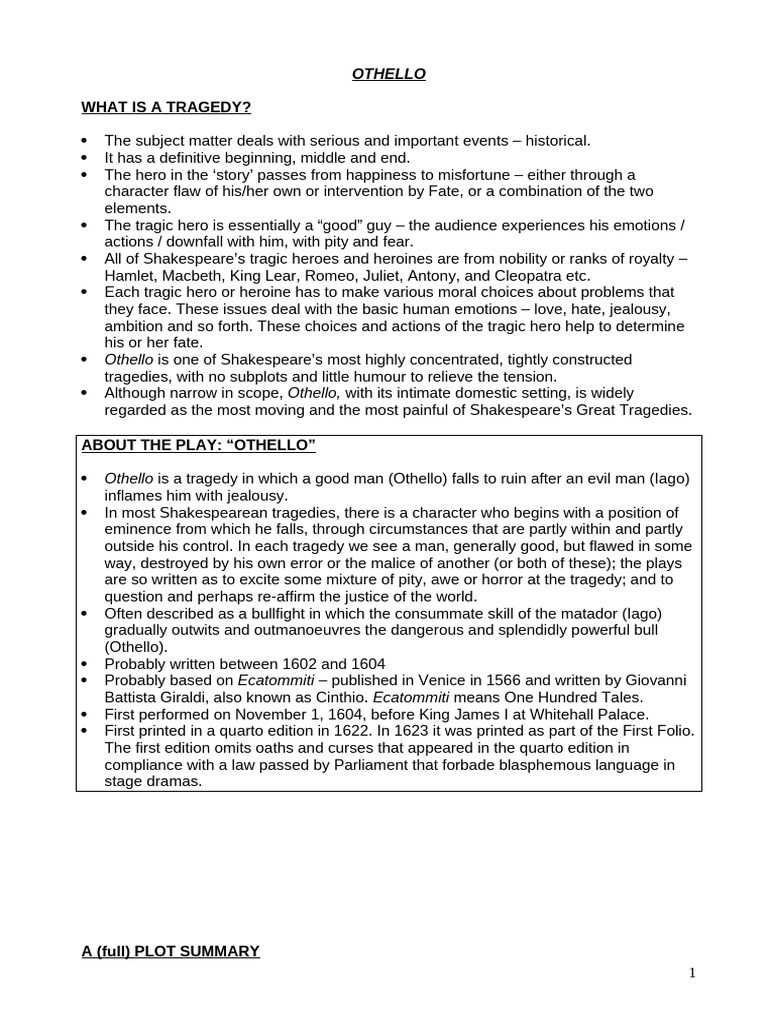Othello Studyguide | PDF | Othello | Iago