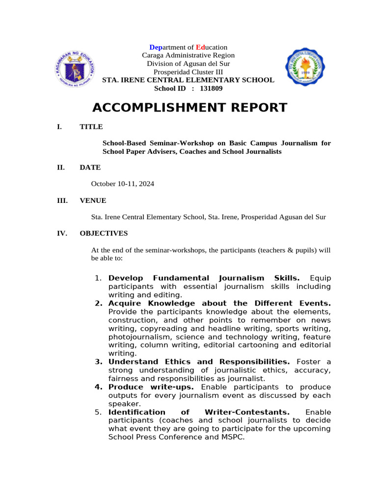 Accomplishment Report | PDF