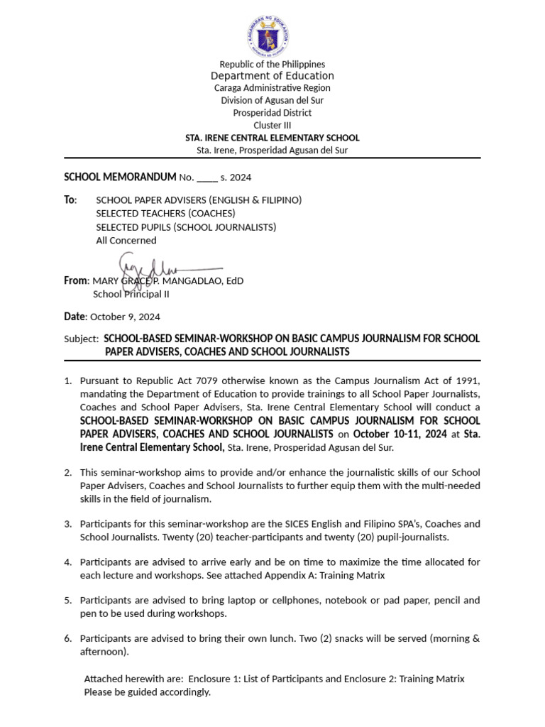 School Memo Journ | PDF