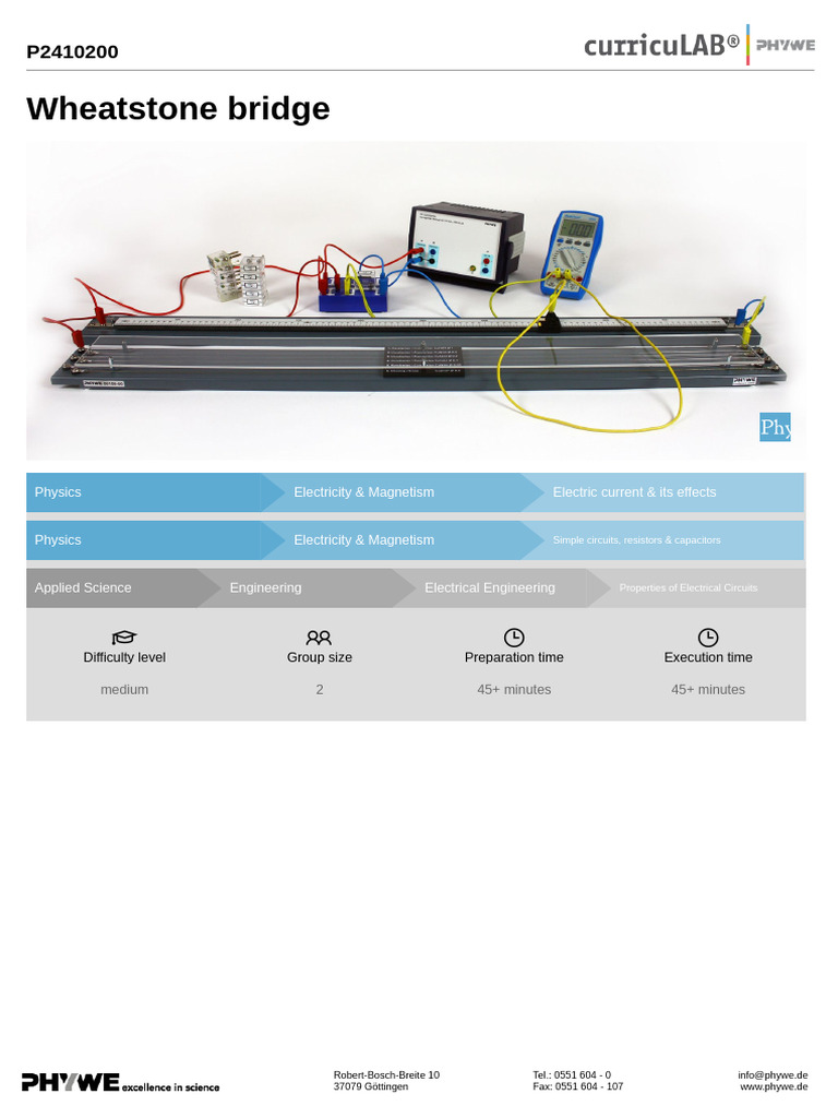 Wheatstone Bridge: Physics Electricity & Magnetism Electric Current ...
