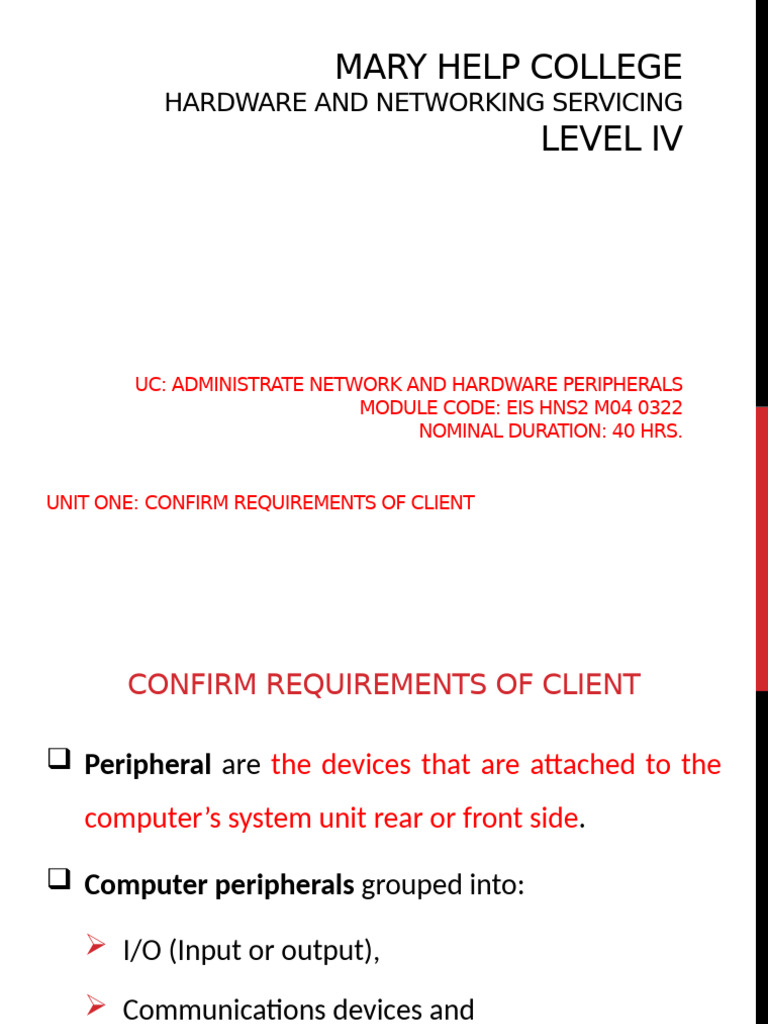 Unit #1 - Confirm Requirements of Client | PDF