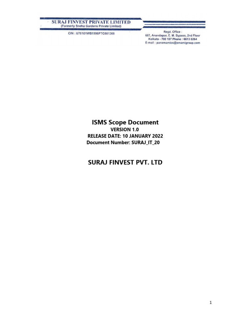ISMS Scope Document | PDF
