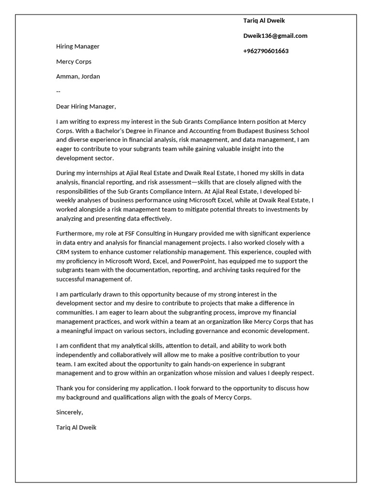 Cover Letter | PDF