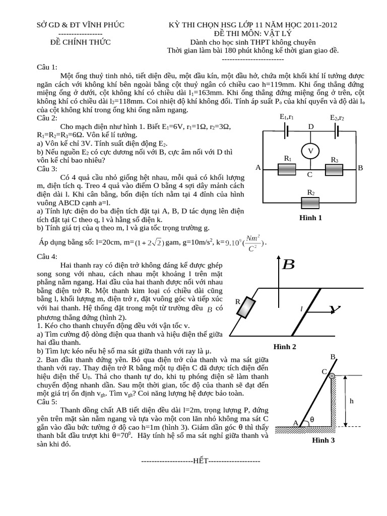 De Da HSG 11 Vinh Phuc 2012 | PDF