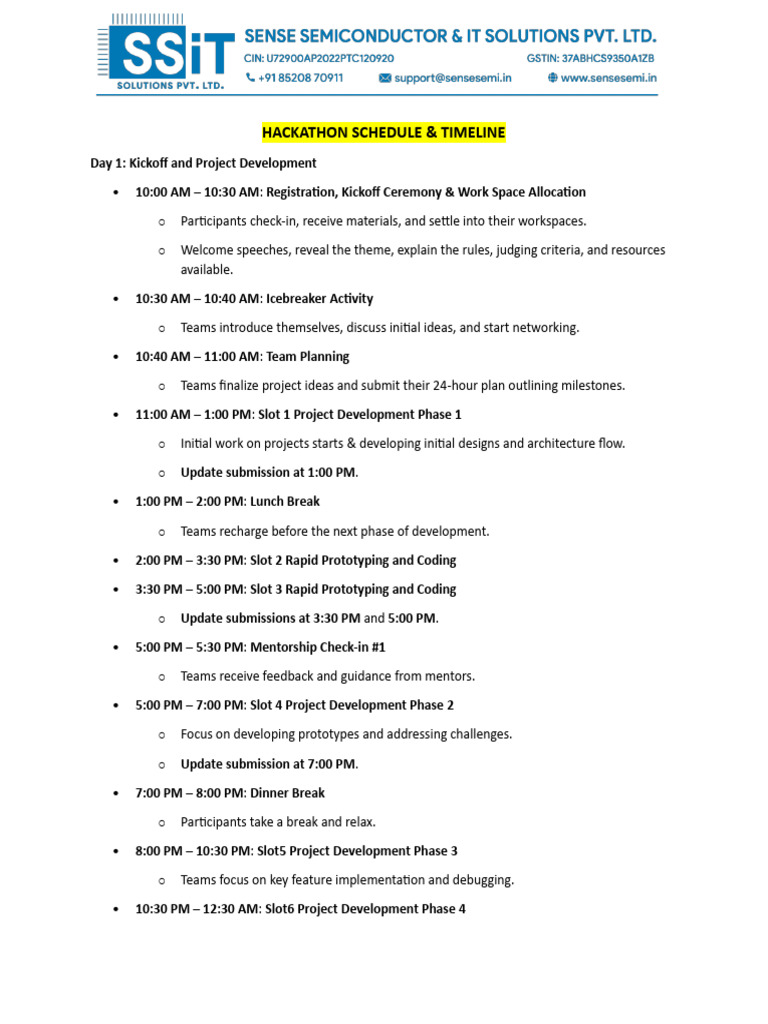 Hackathon Schedule and Timeline-2 | PDF