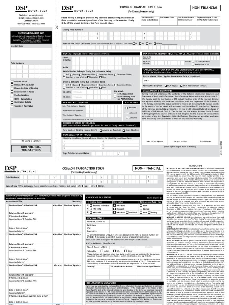 Common Transaction Form-Non Financial | PDF