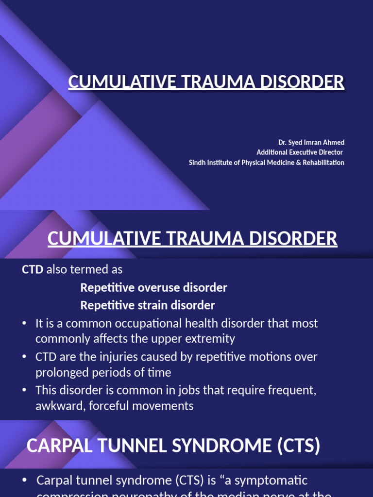 Cumulative Trauma Disorder Mbbs 2023 | PDF