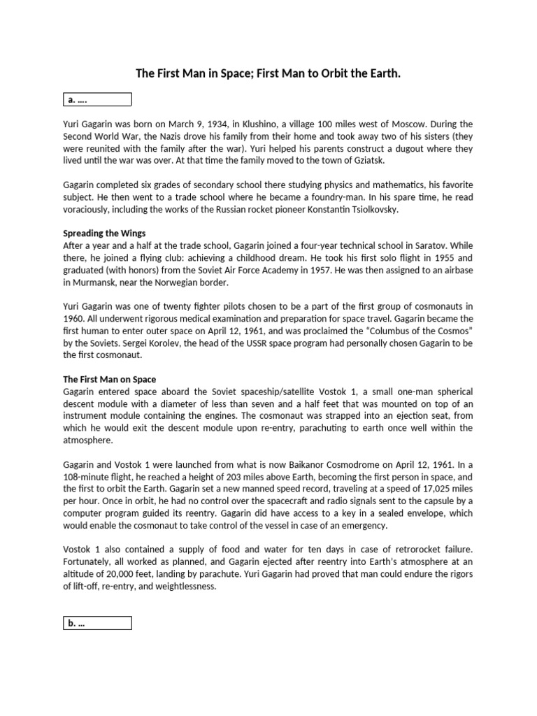 Yuri Gagarin Bio | PDF