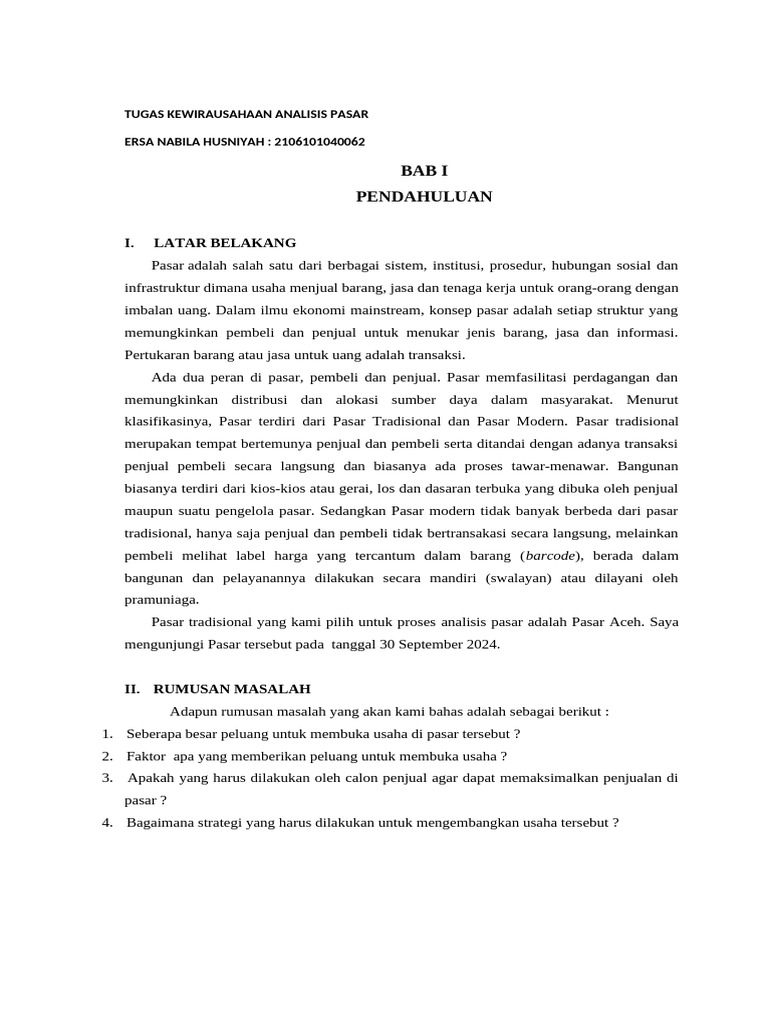 Contoh Laporan Observasi Ke Pasar | PDF