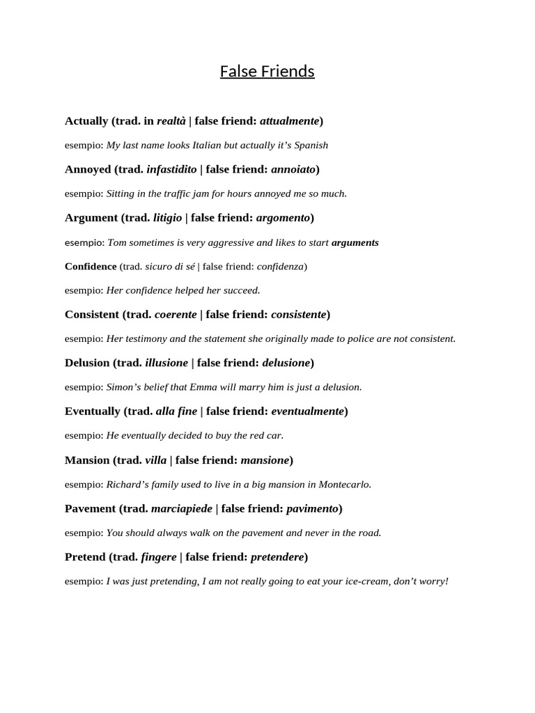 False Friends | PDF | Language Arts & Discipline