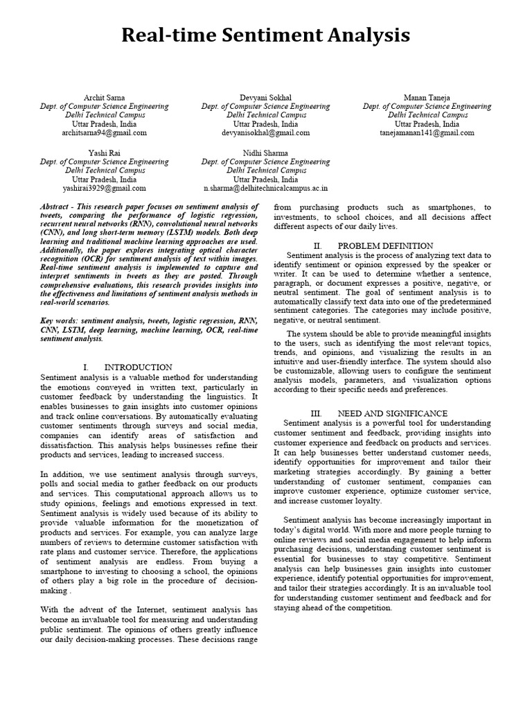128 - Real Time Sentimental Analysis | PDF