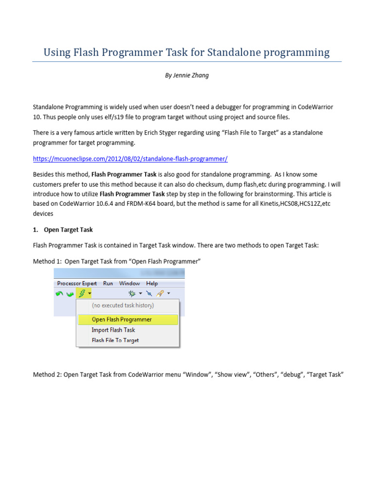 Using Flash Programmer Task For Standalone Programming | PDF