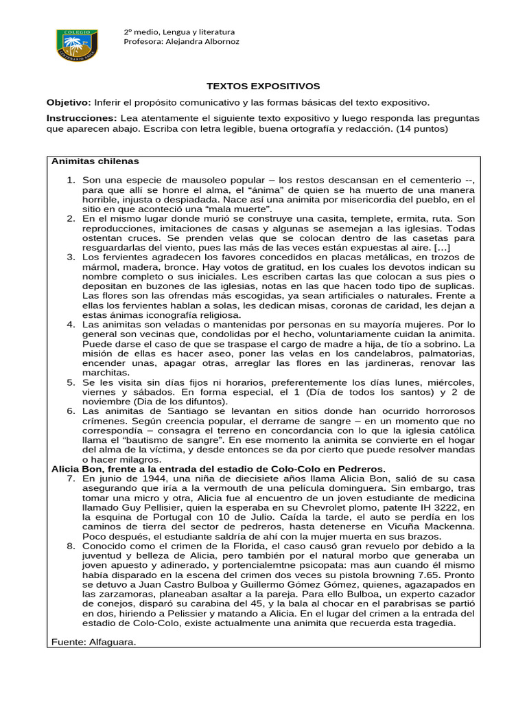 guia ejercicio textos expos | PDF