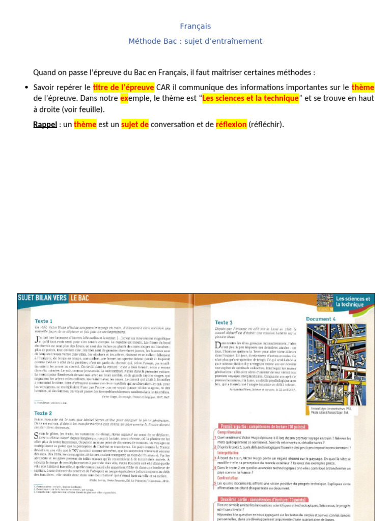 Méthode Bac - Sujet D'entraînement - Rappel Méthode Rédaction | PDF
