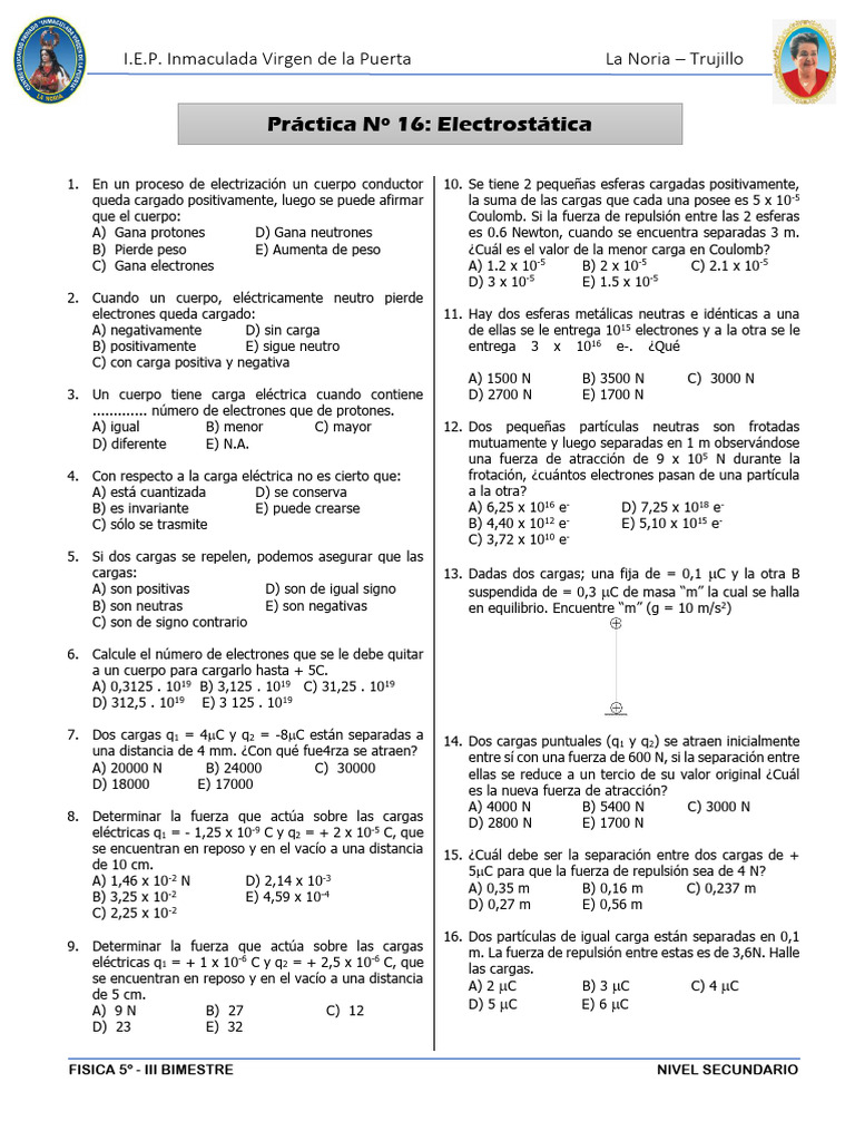 Practica N 16 - Electrostatica (Fuerza Electrica) | PDF