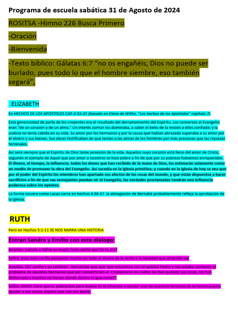 Ananías y Safira | PDF