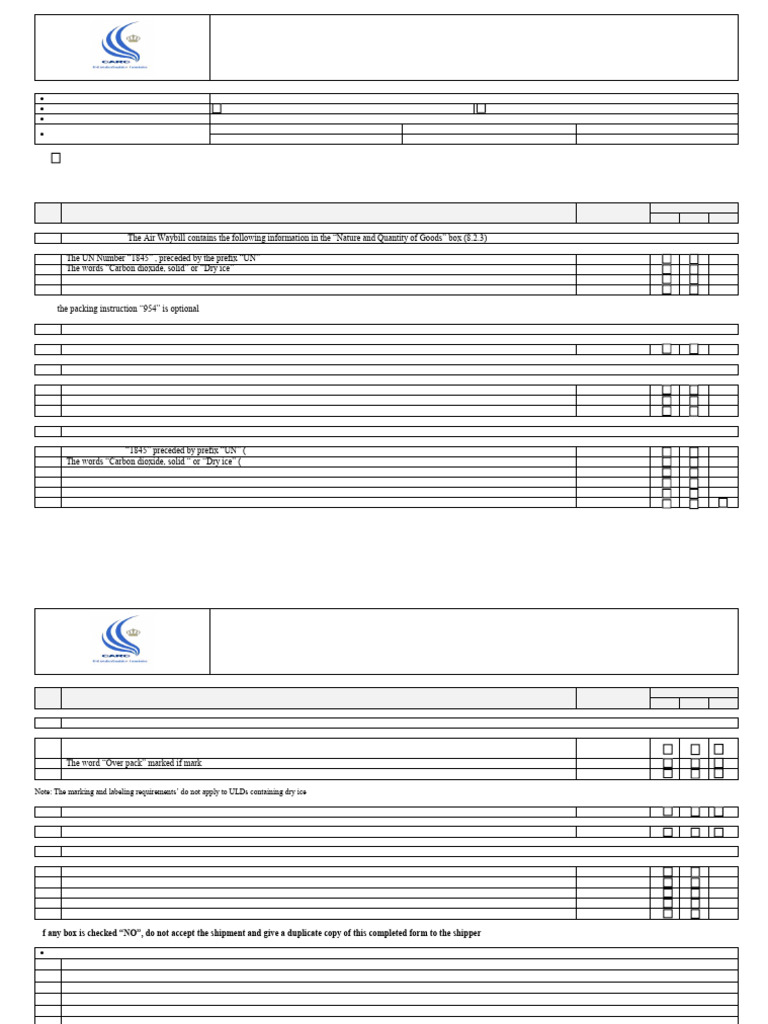 0092 - Dangerous Goods Acceptance Checklist Compliance List | PDF