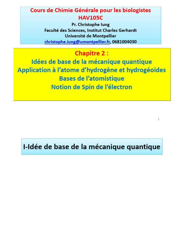 Diaporama en Ligne Avant Le Cours - Chapitre 2 - Dualité de La Matière ...