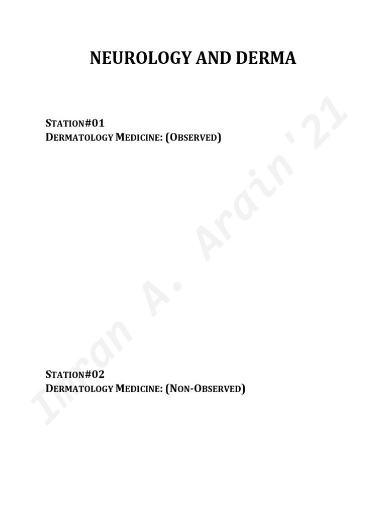 Neuro and Derma OSCE Solved-2 | PDF | Medical Specialties | Science ...
