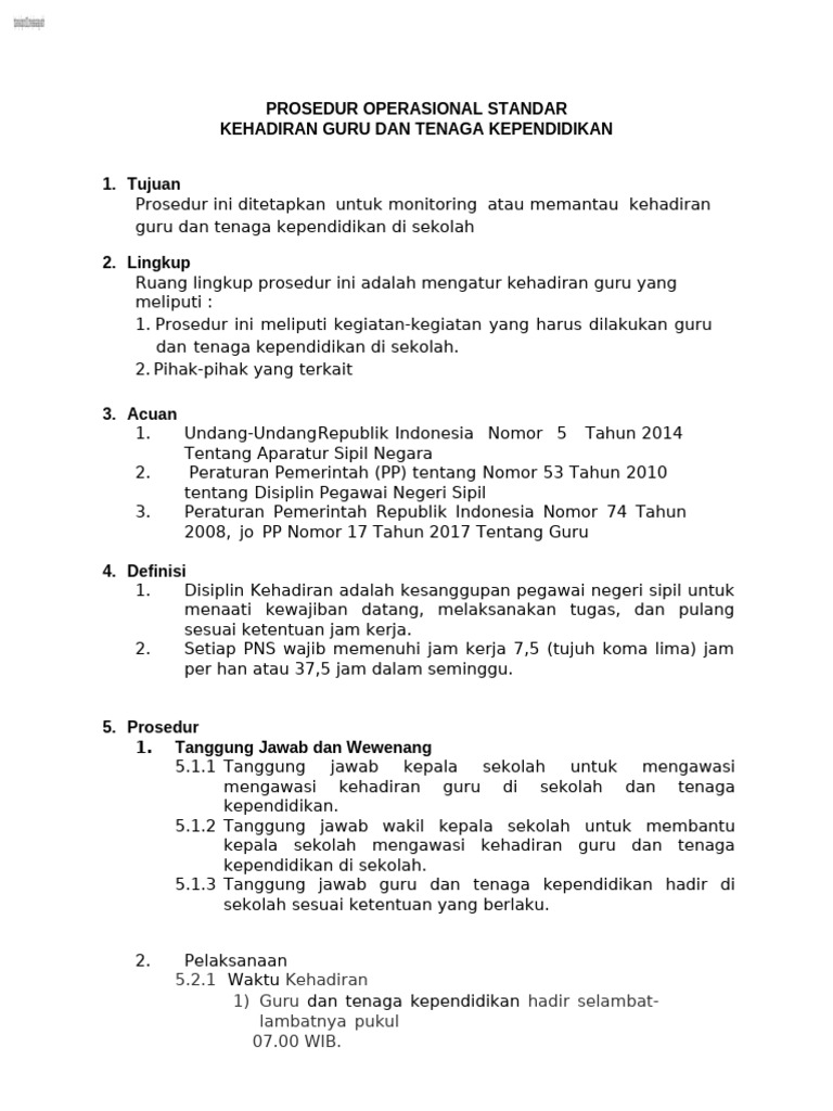 Sop Guru Tendik | PDF