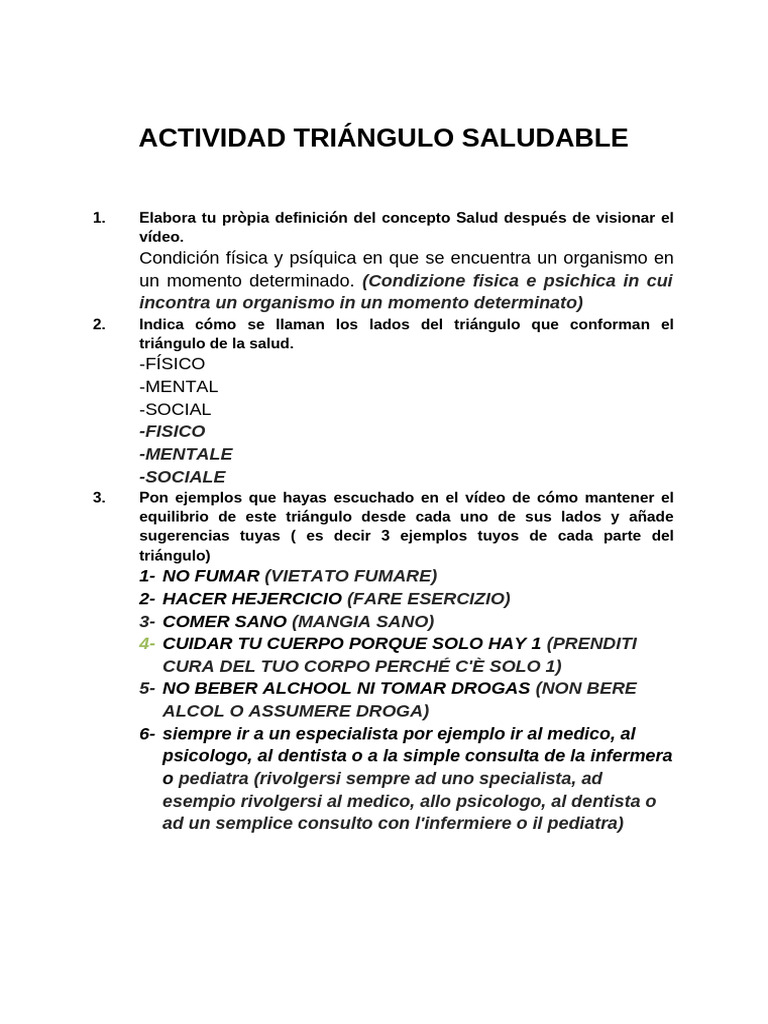 Actividad Triángulo Saludable | PDF
