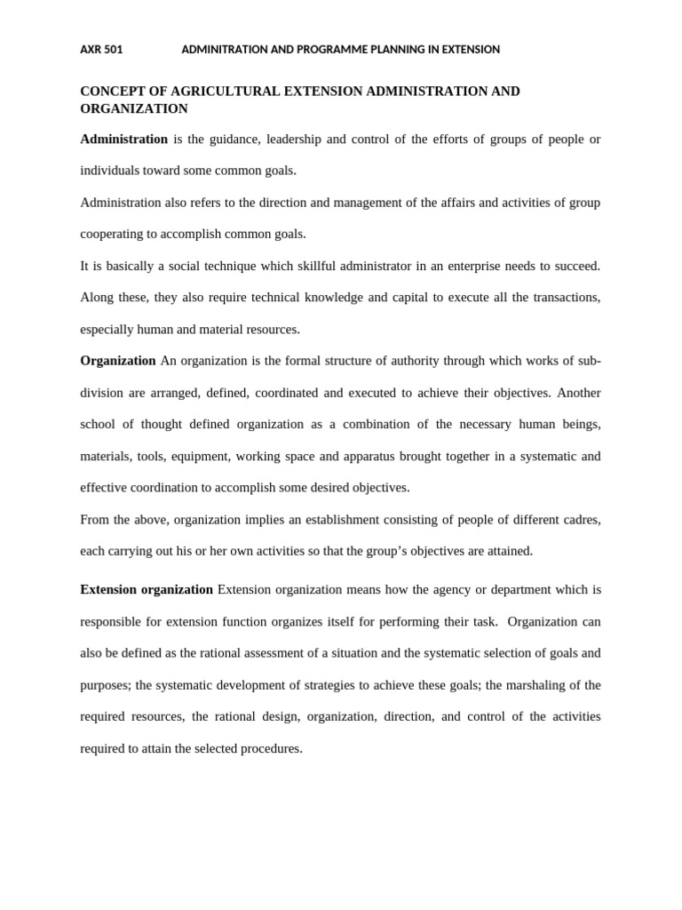 AXR 501 Concept of Administration | PDF