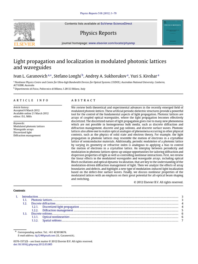 Light Propagation And Localization In Modulatedphotonic Lattices And