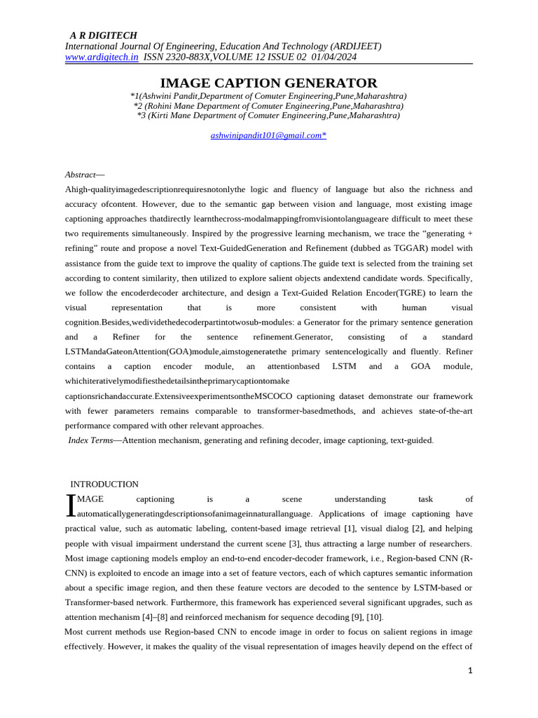 Image Caption Generator | PDF