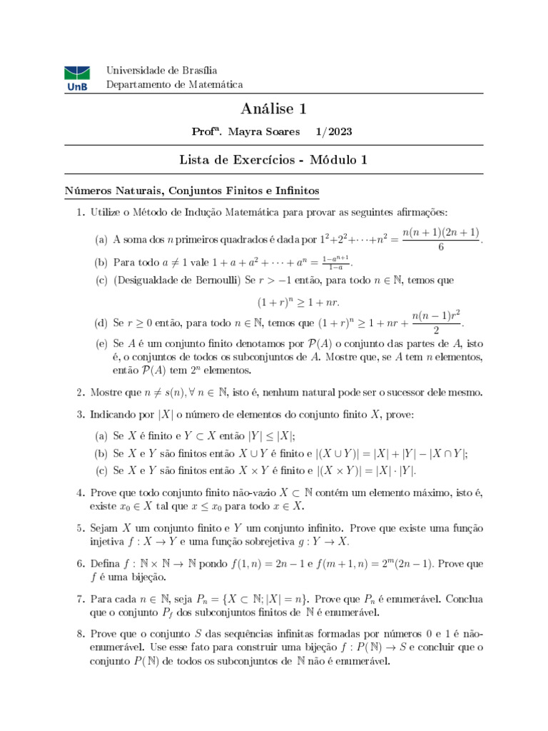 Analise1 Lista Modulo1 | PDF
