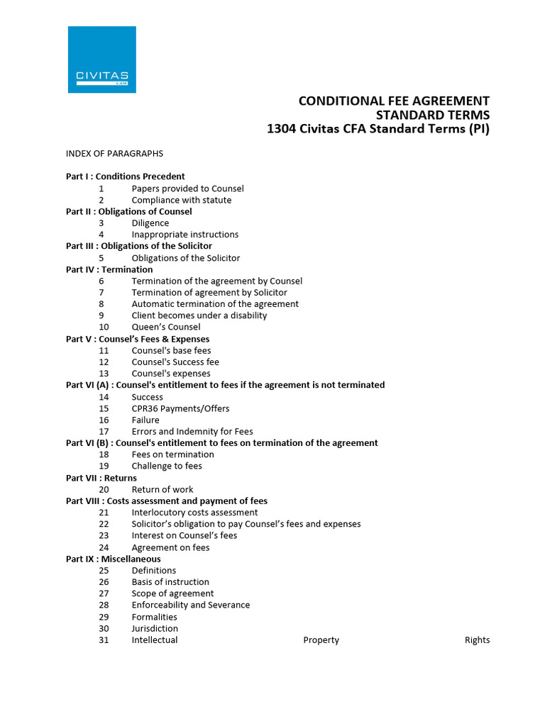 1304 Civitas CFA Standard Terms (PI) | PDF
