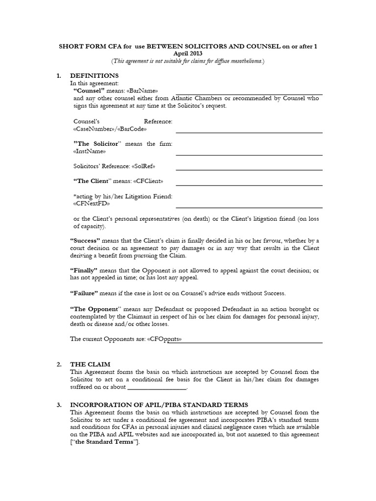 Conditional Fee Agreement | PDF