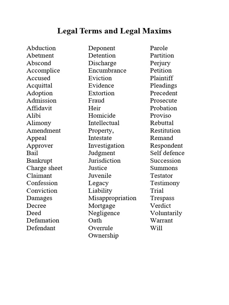 Legal Terms and Legal Maxims | PDF