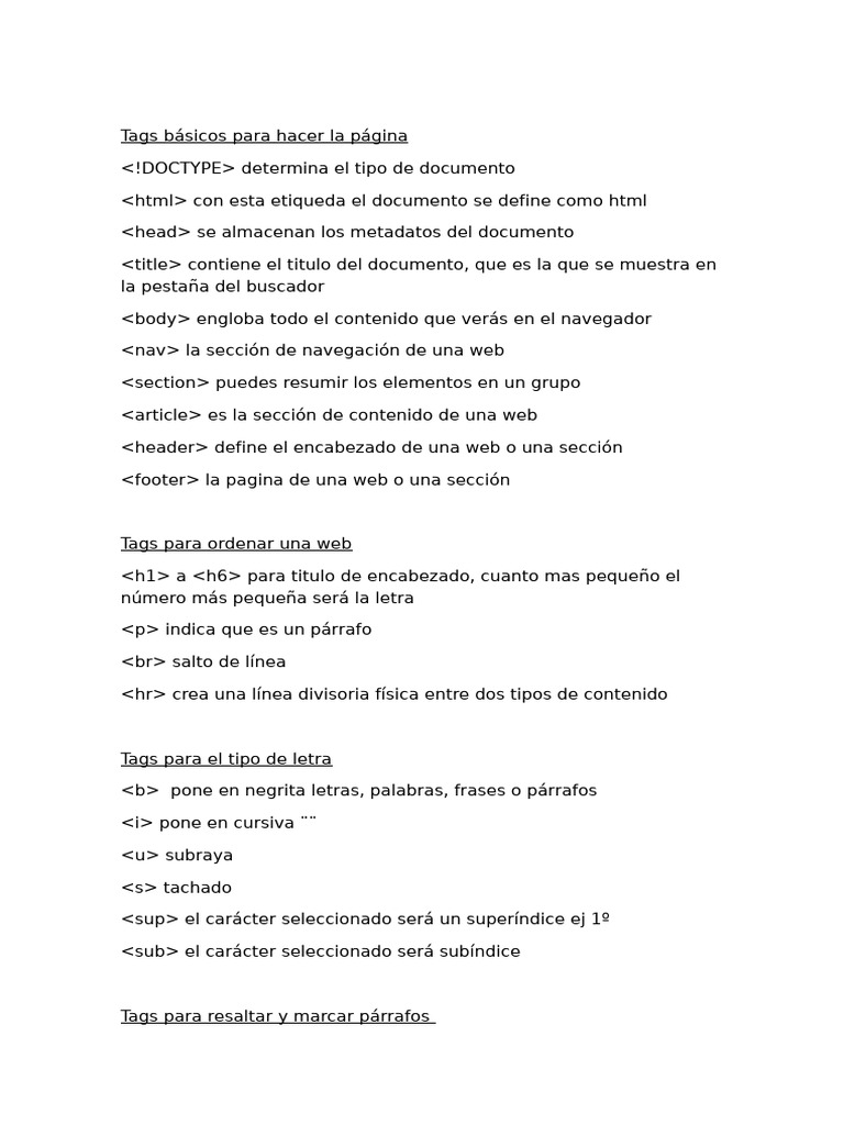 HTML Comandos Basicos | PDF